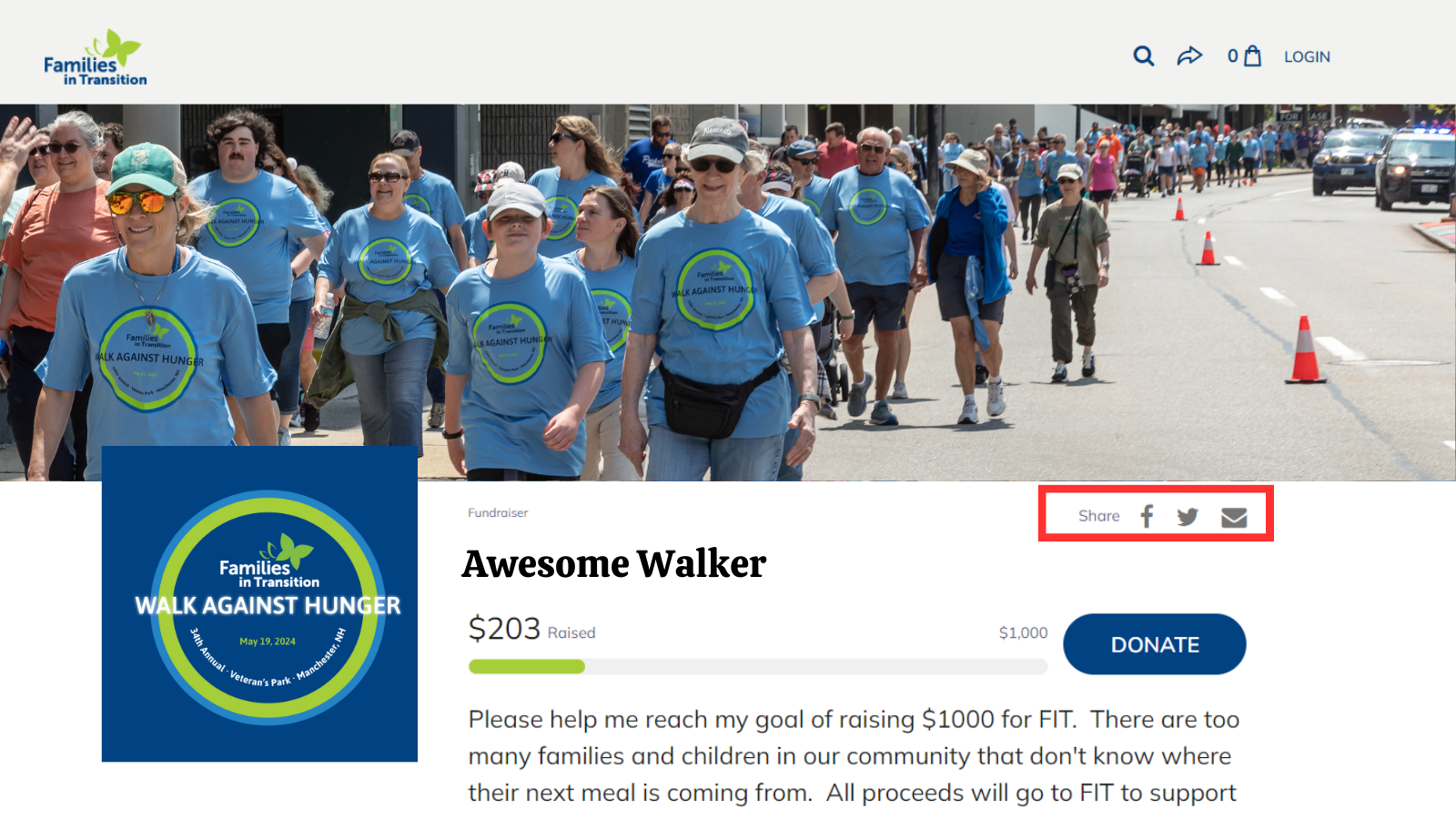 How to claim your fundraising page for the Walk Against Hunger ...